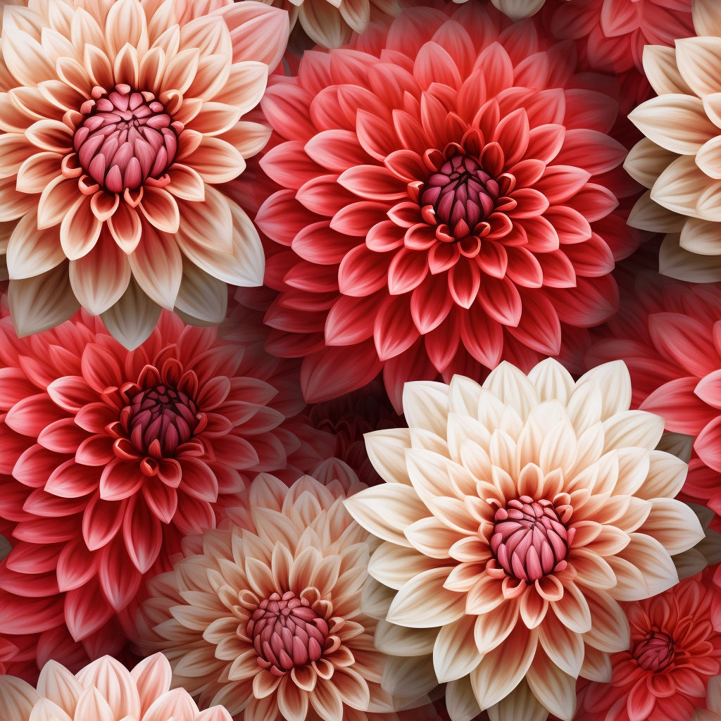 Dahlia Digital Paper, Seamless Dahlia Images, Tiled Printable Paper ...