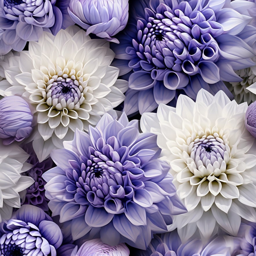 Dahlia Digital Paper, Seamless Dahlia Images, Tiled Printable Paper ...