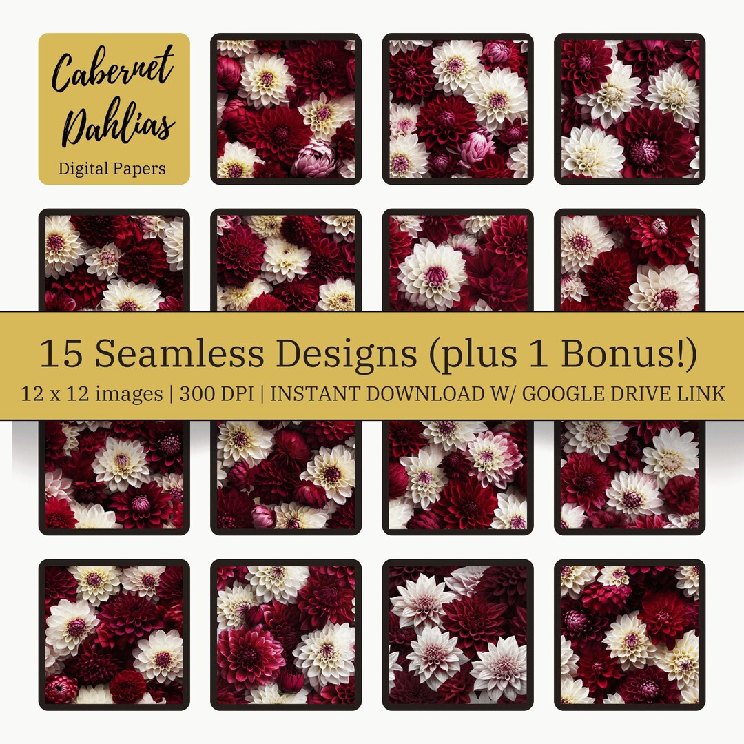 Dahlia Digital Paper, Seamless Dahlia Images, Tiled Printable Paper ...