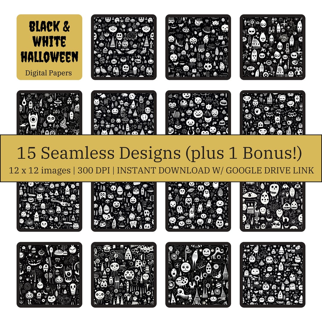 Halloween Digital Paper, Seamless Digital Halloween Images, Tiled ...