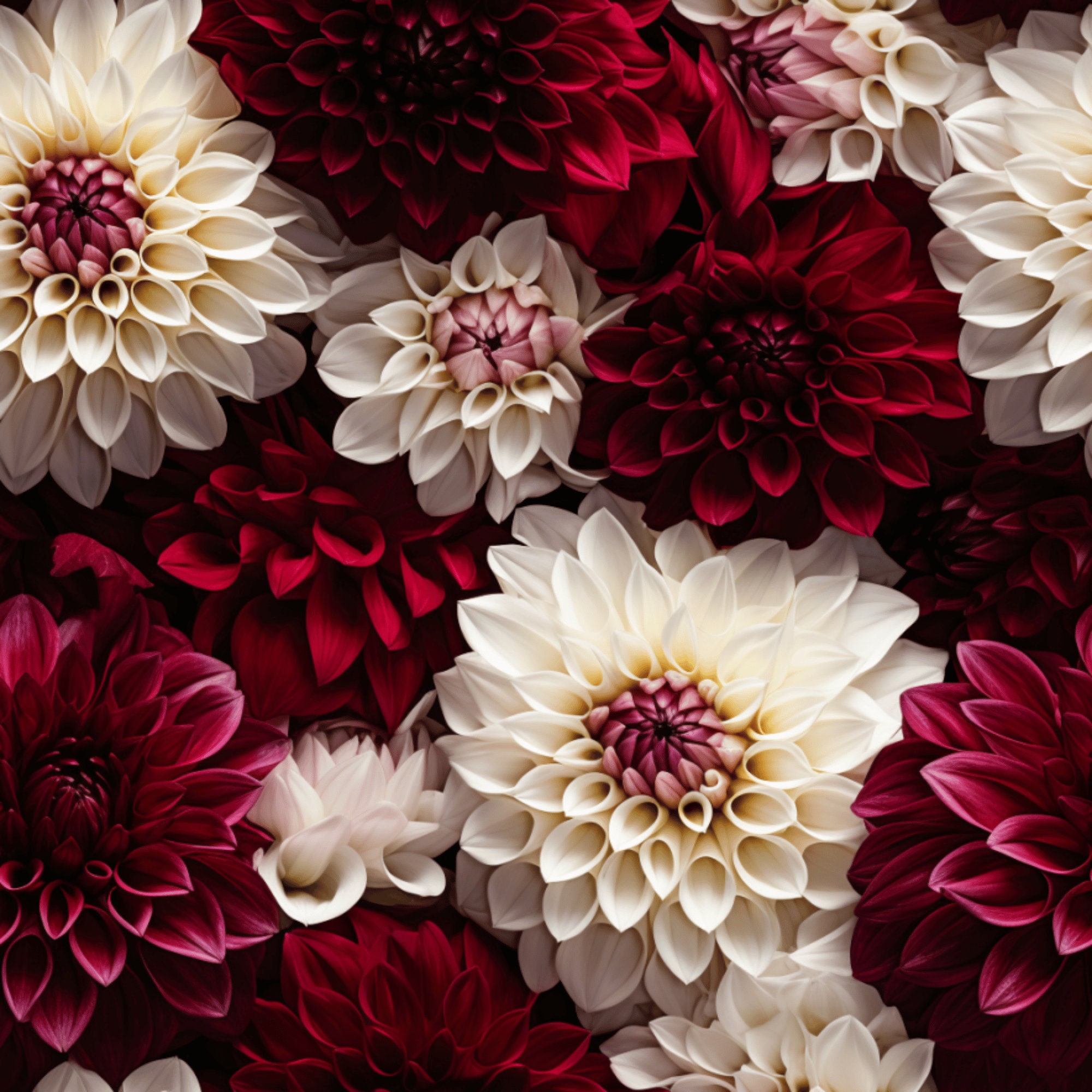 Dahlia Digital Paper, Seamless Dahlia Images, Tiled Printable Paper ...