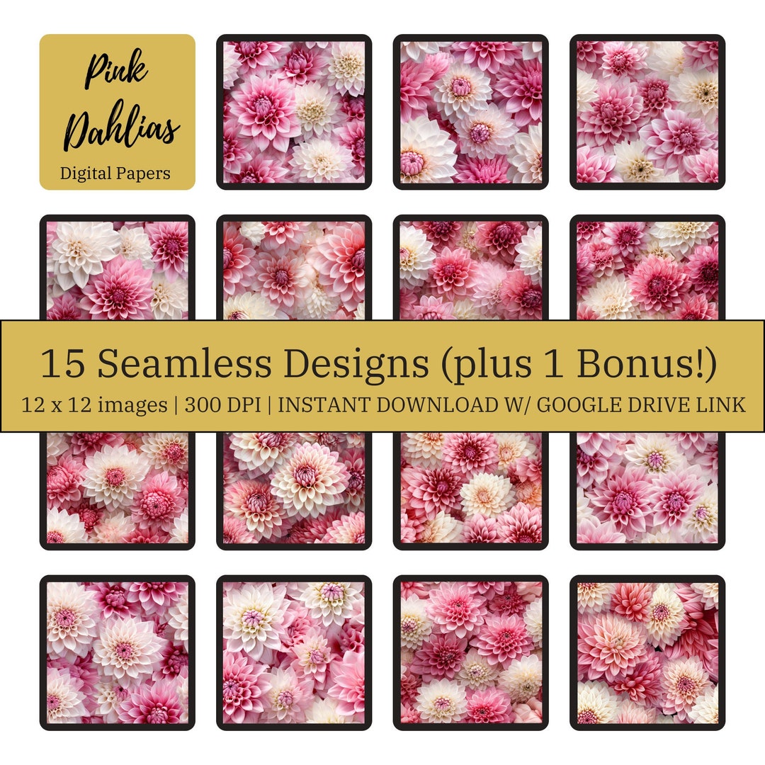 Dahlia Digital Paper, Seamless Dahlia Images, Floral Digital Images ...