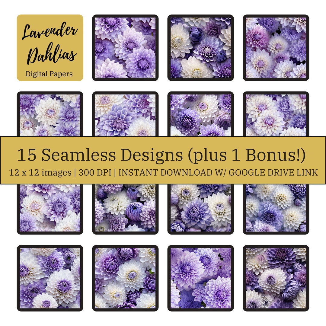 Dahlia Digital Paper, Seamless Dahlia Images, Tiled Printable Paper ...