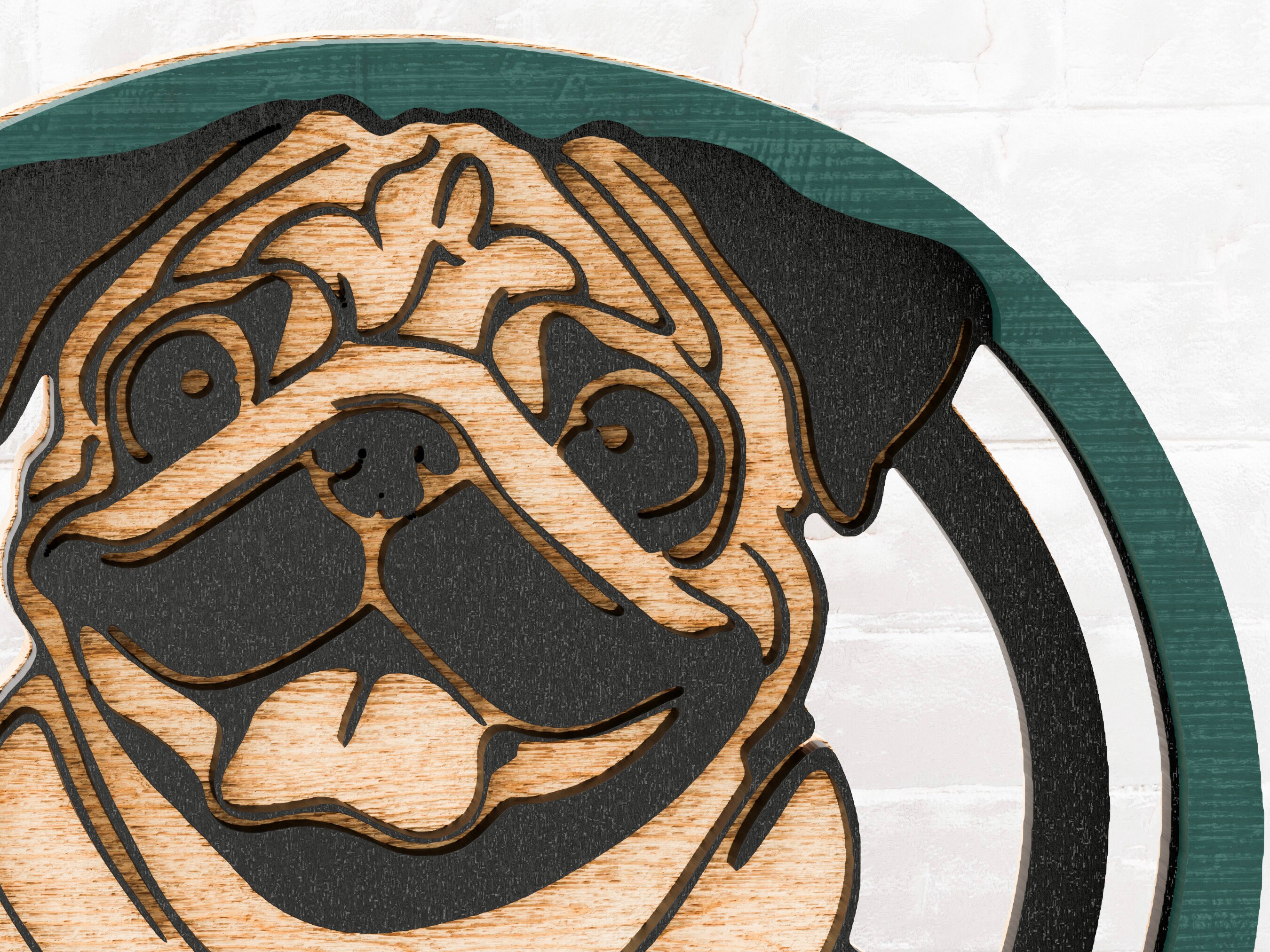 Pug Multilayer Laser Cut Design Dog Breeds SVG 3D Layer Mandala Plywood ...