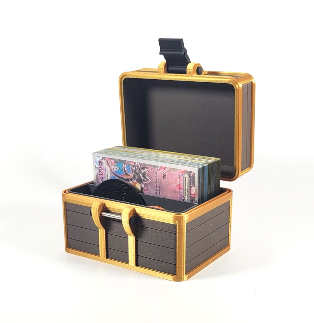 Treasure Chest Deck Box 60 Cards Sleeved or Unsleeved Pokemon Magic the ...