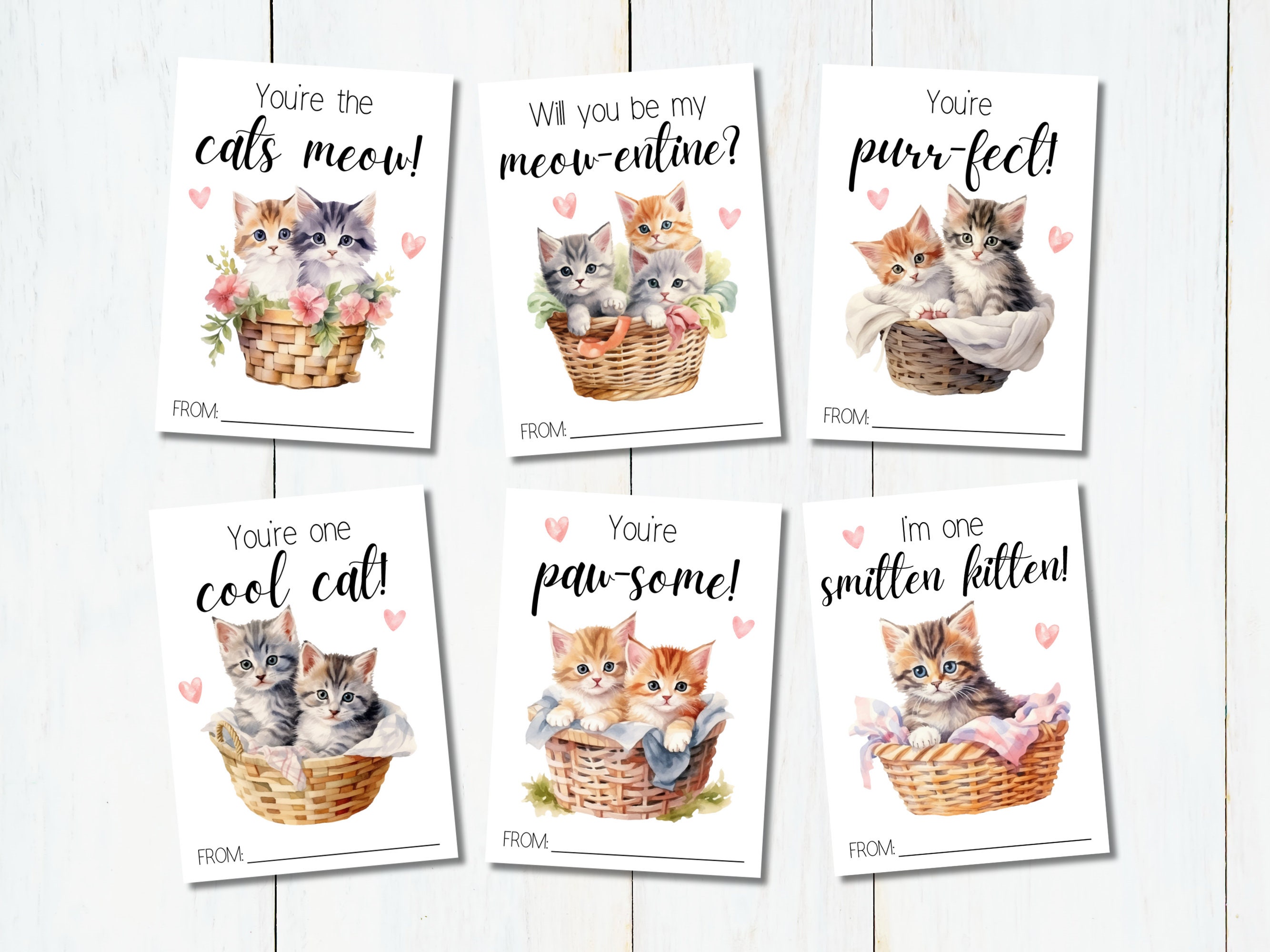 Printable Valentine's Day Cards for Kids Cat Valentine School Valentine ...