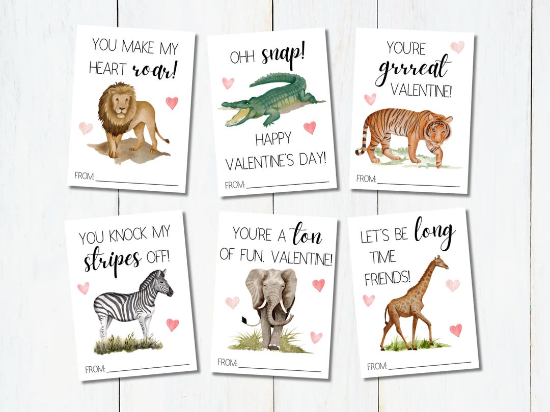 Printable Valentine's Day Cards for Kids | Zoo Animal Valentine ...