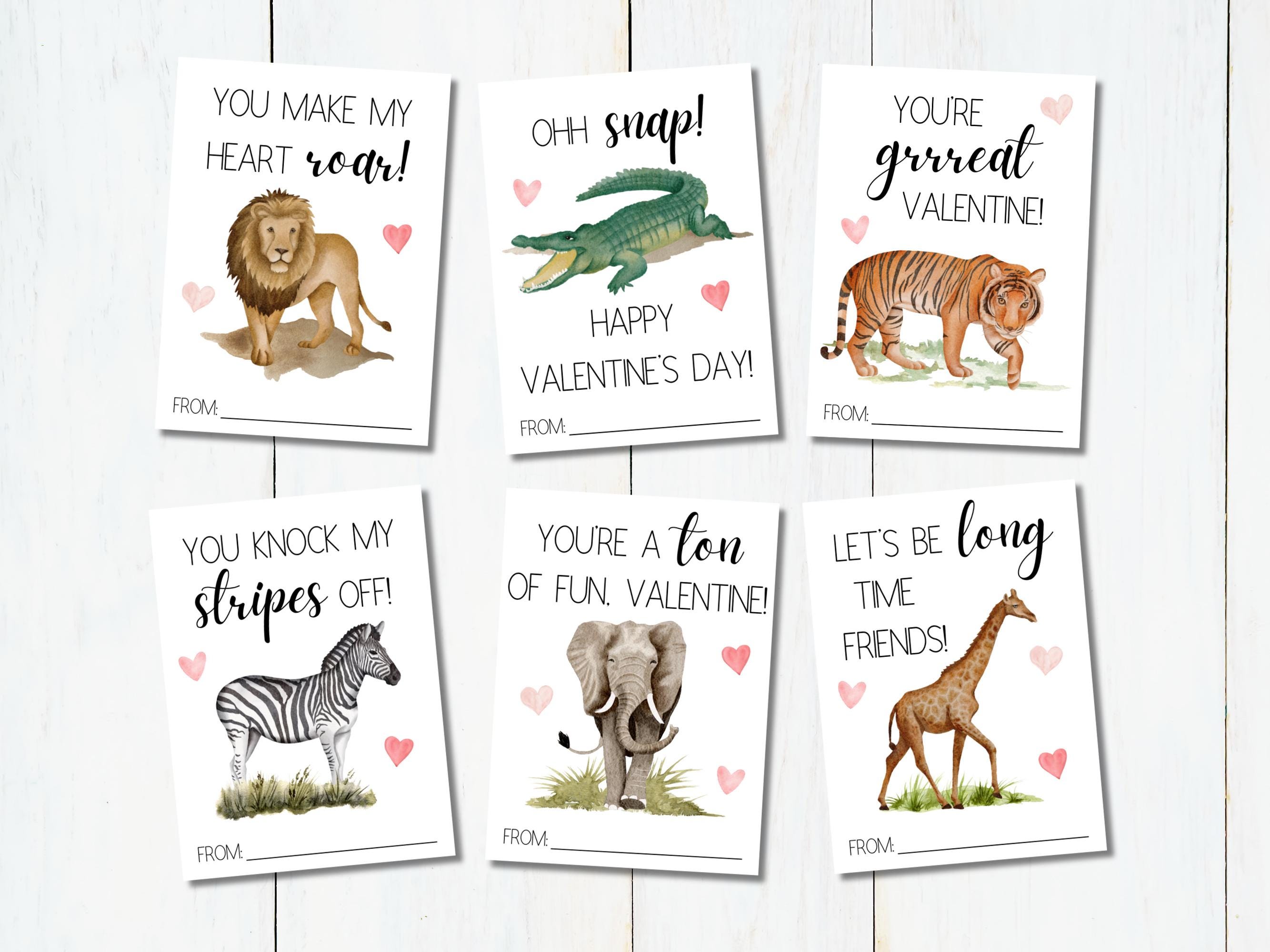 Printable Valentine's Day Cards for Kids | Zoo Animal Valentine ...