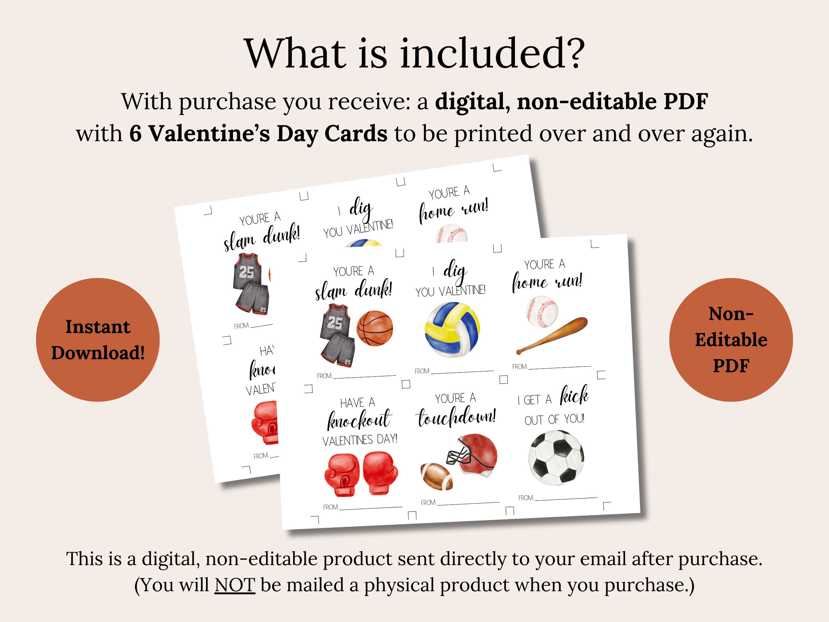 Printable Valentine's Day Cards for Kids Sports Valentine School ...