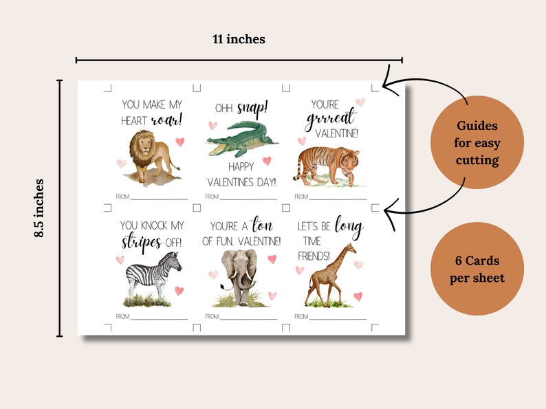 Printable Valentine's Day Cards for Kids Zoo Animal Valentine School ...
