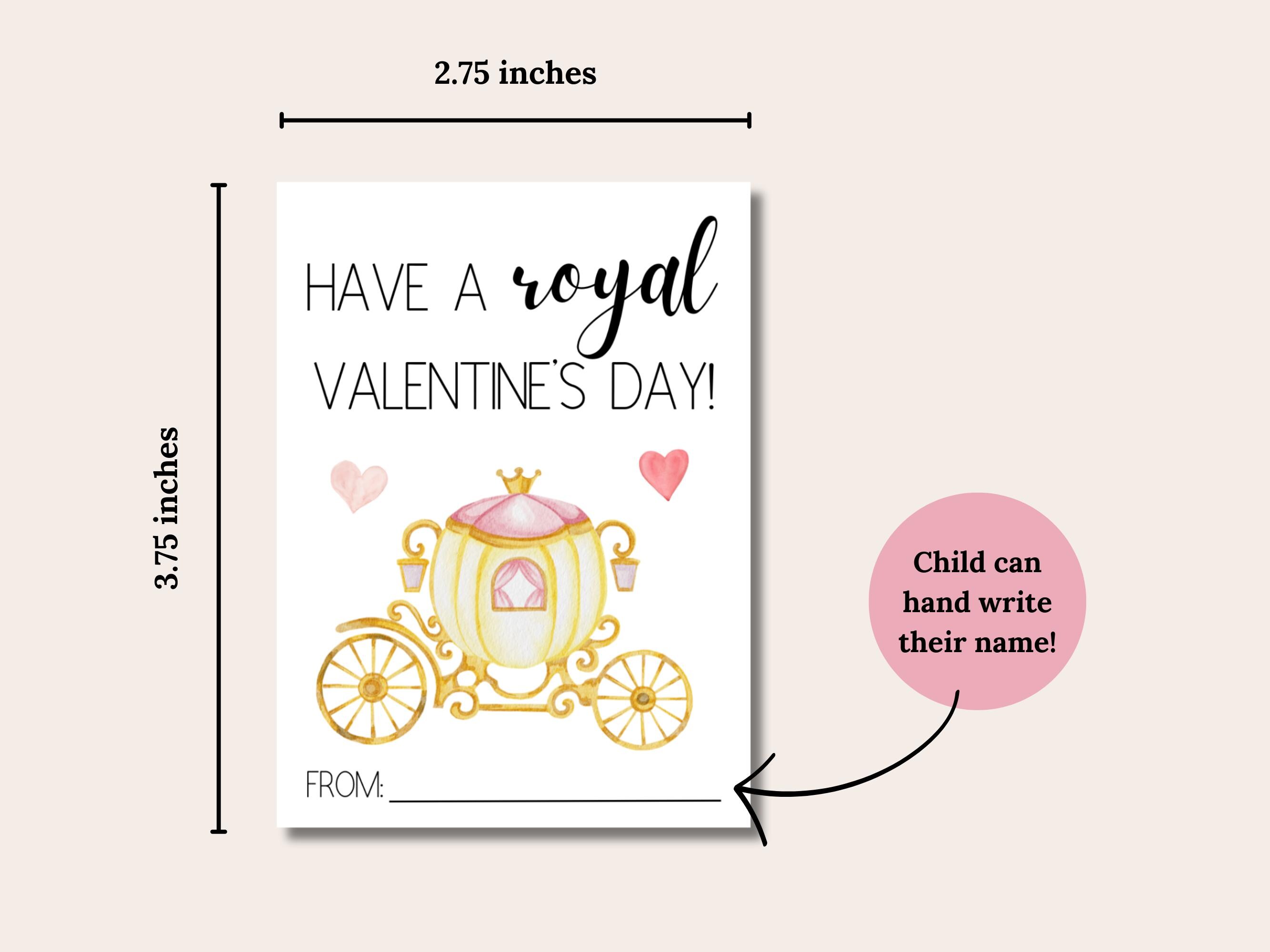 Princess Valentine's Day Cards for Kids: Printable Classroom Valentines ...