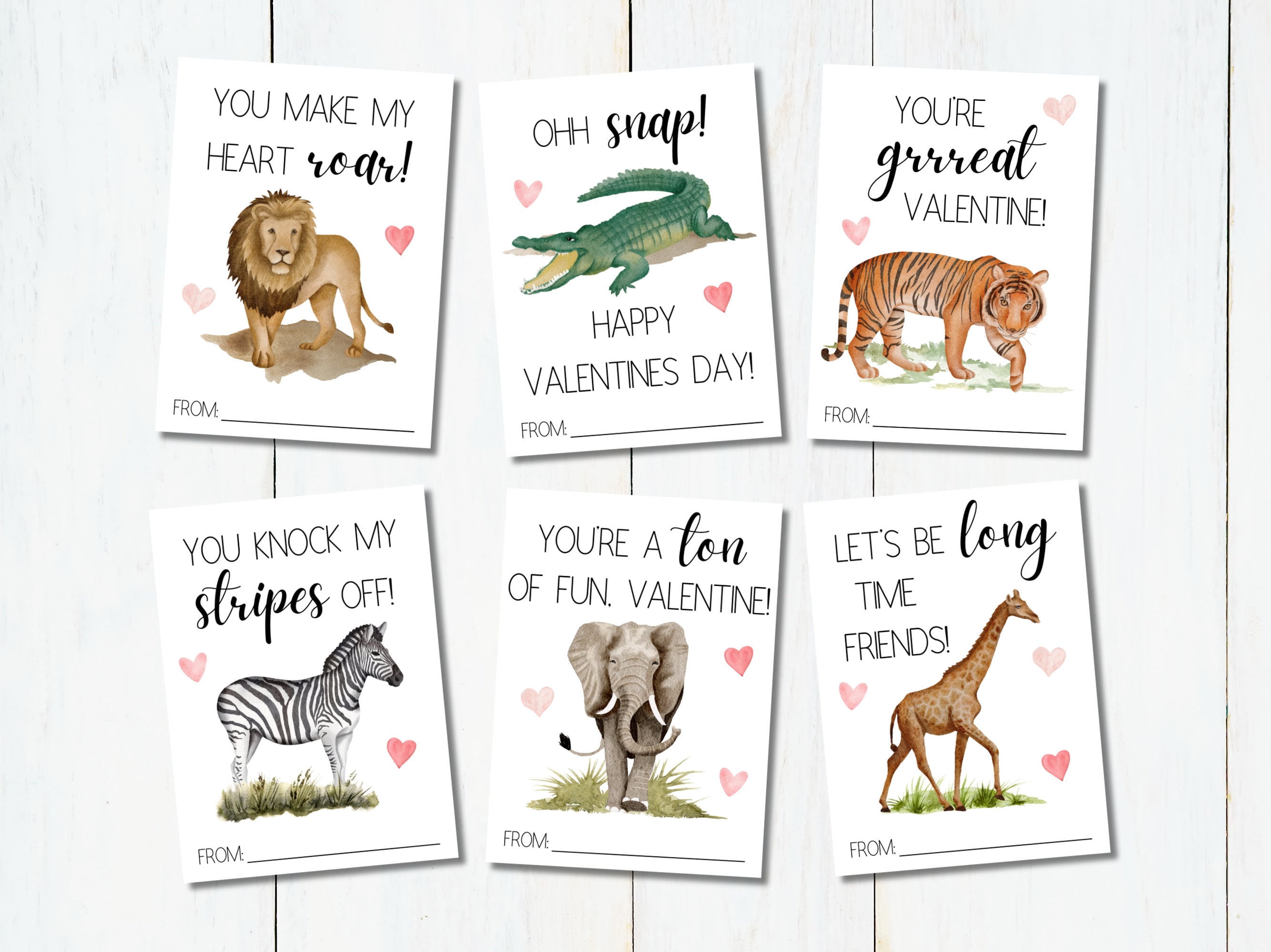 Printable Valentine's Day Cards for Kids Zoo Animal Valentine School ...