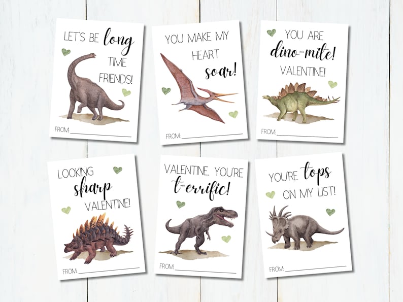 Printable Valentine's Day Cards for Kids | Dinosaur Valentine | School ...
