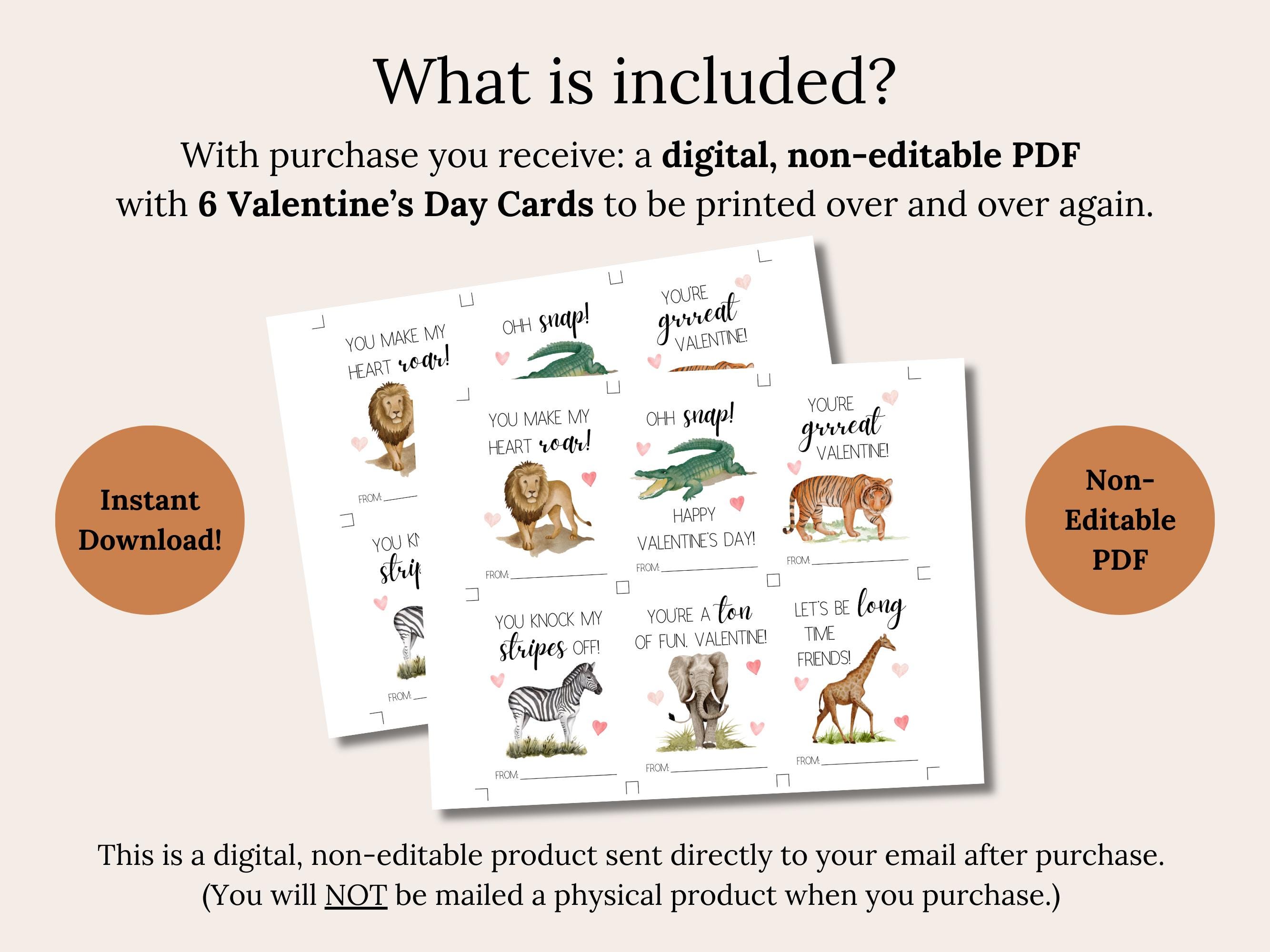 Printable Valentine's Day Cards for Kids | Zoo Animal Valentine ...