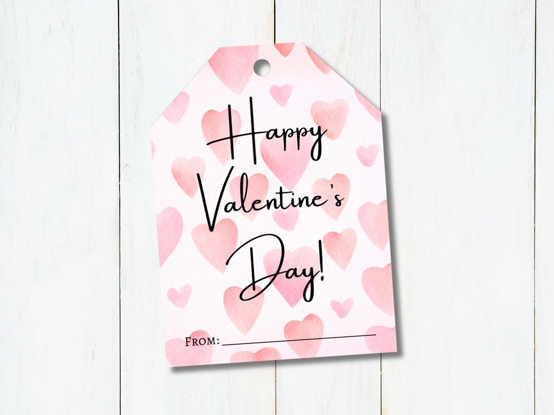 Pink Heart Valentine's Day Tags: Printable Valentine’s Tag (PDF) - Etsy