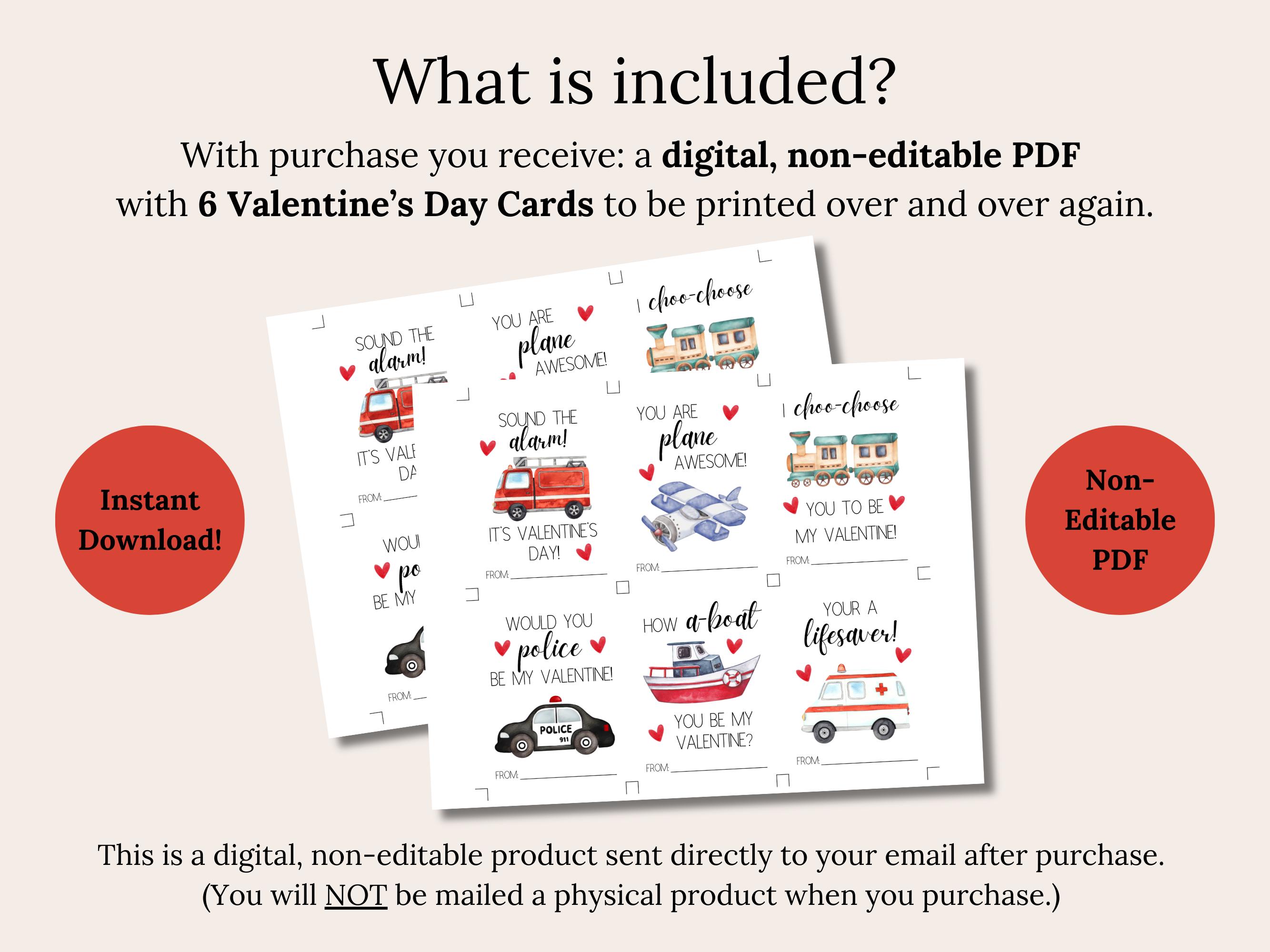 Printable Valentine's Day Cards for Kids | Car Valentine | School ...