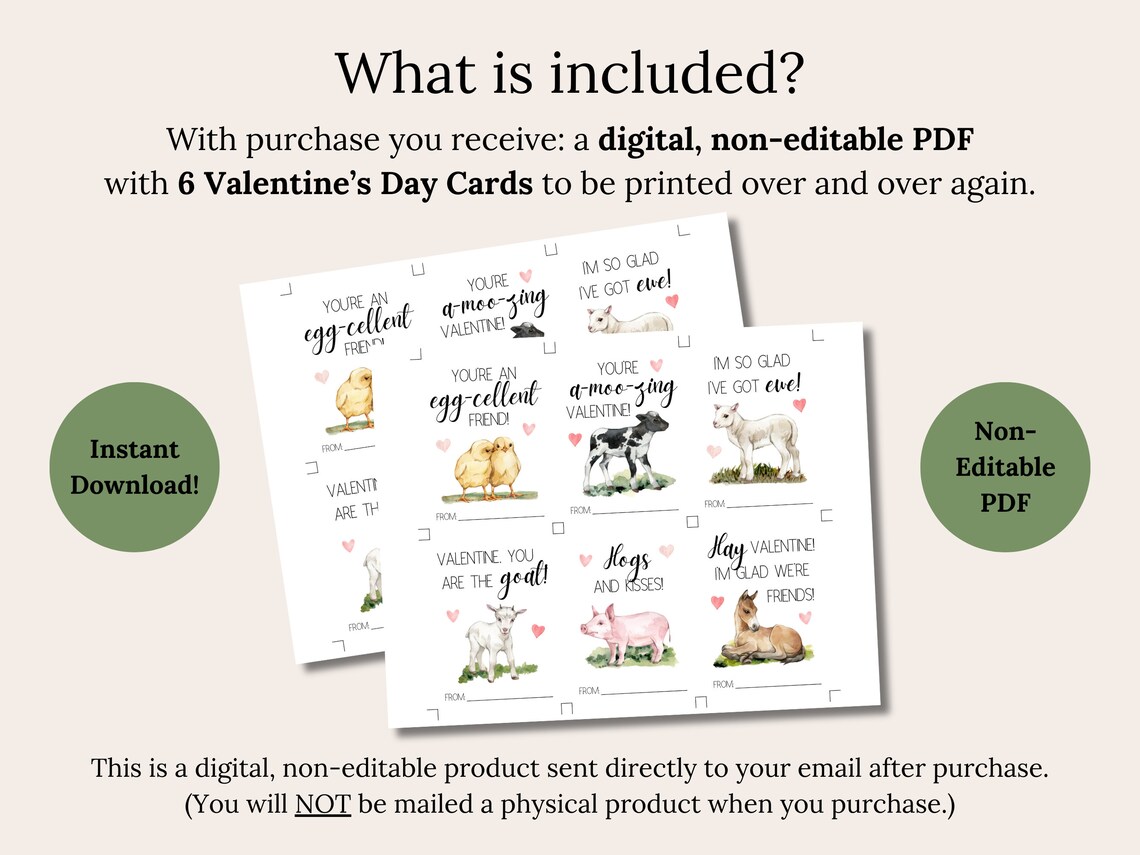 Printable Valentine's Day Cards for Kids | Farm Animal Valentine ...