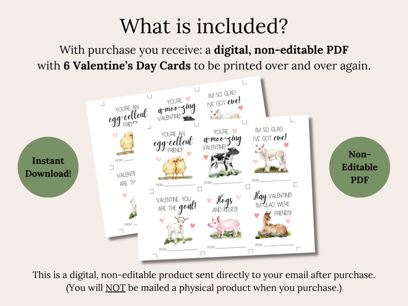 Printable Valentine's Day Cards for Kids | Farm Animal Valentine ...