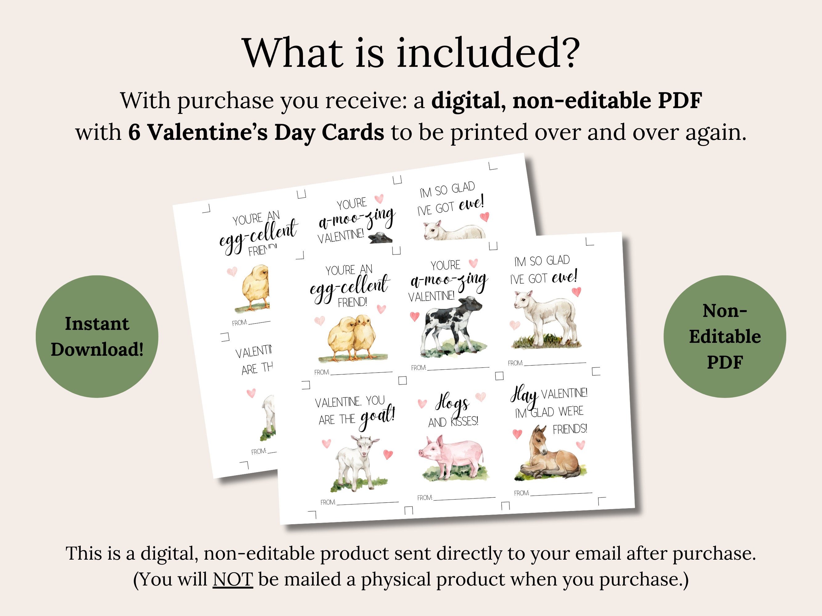 Printable Valentine's Day Cards for Kids | Farm Animal Valentine ...