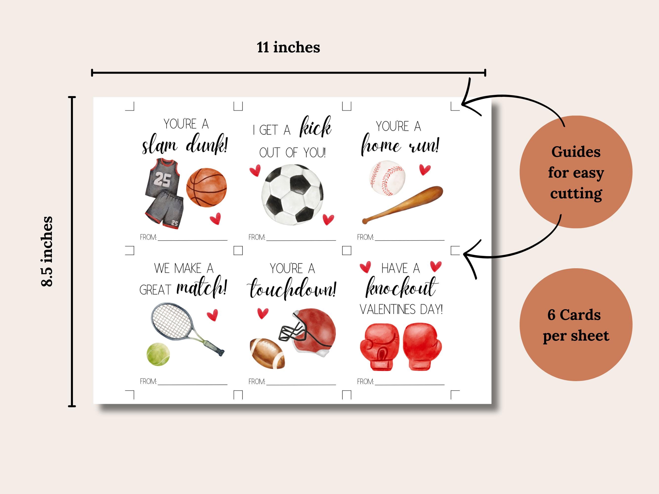 Printable Valentine's Day Cards for Kids | Sports Valentine | School ...
