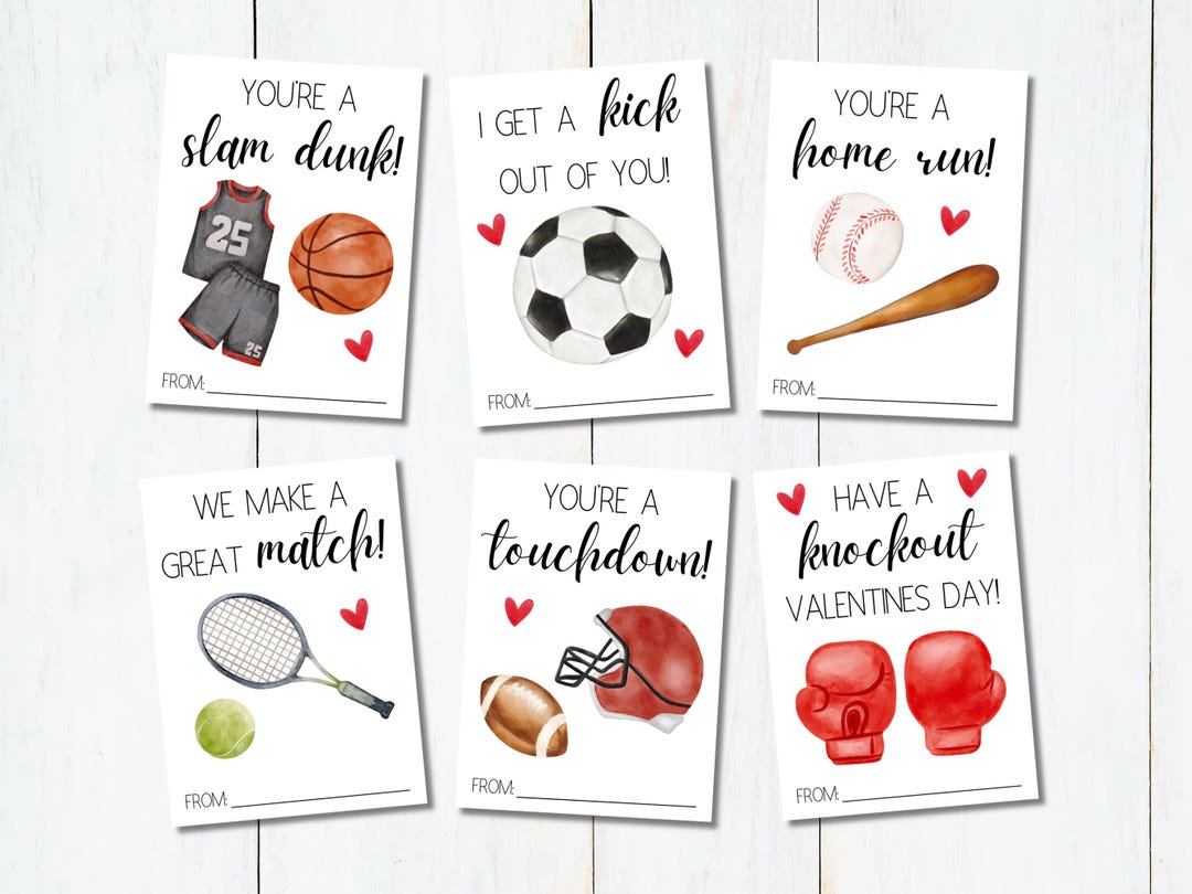 Printable Valentine's Day Cards for Kids | Sports Valentine | School ...