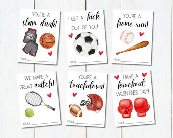 Sports Valentine's Day Cards for Kids: Printable Classroom Valentines ...