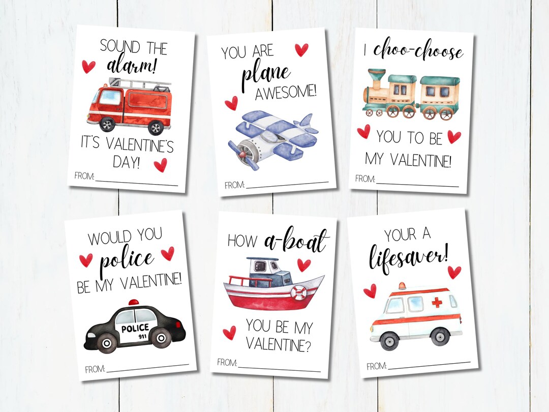 Printable Valentine's Day Cards for Kids | Car Valentine | School ...