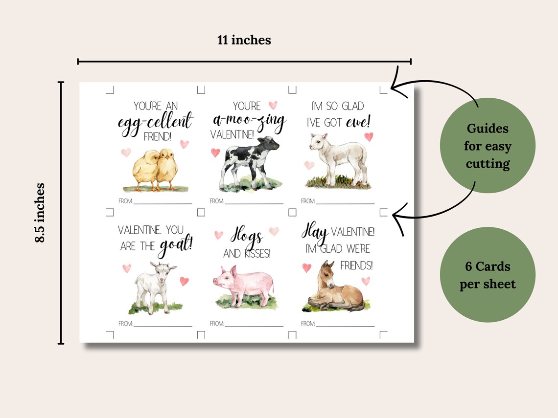 Printable Valentine's Day Cards for Kids | Farm Animal Valentine ...