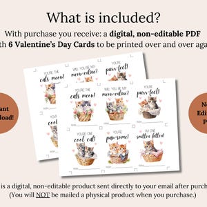 Kitten Valentine's Day Cards for Kids: Printable Classroom Valentines ...