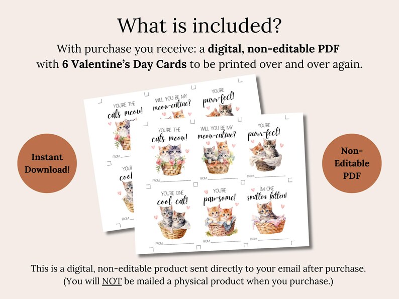 Kitten Valentine's Day Cards for Kids: Printable Classroom Valentines ...