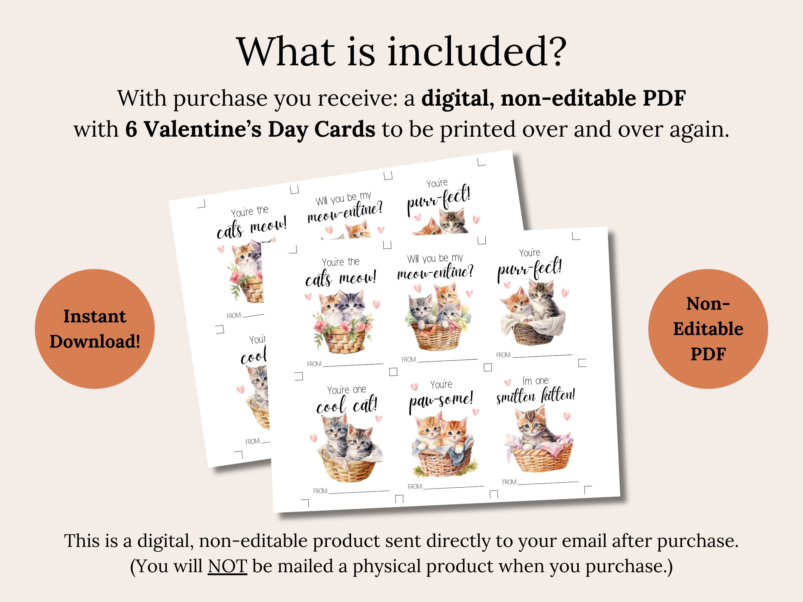 Printable Valentine's Day Cards for Kids Cat Valentine School Valentine ...