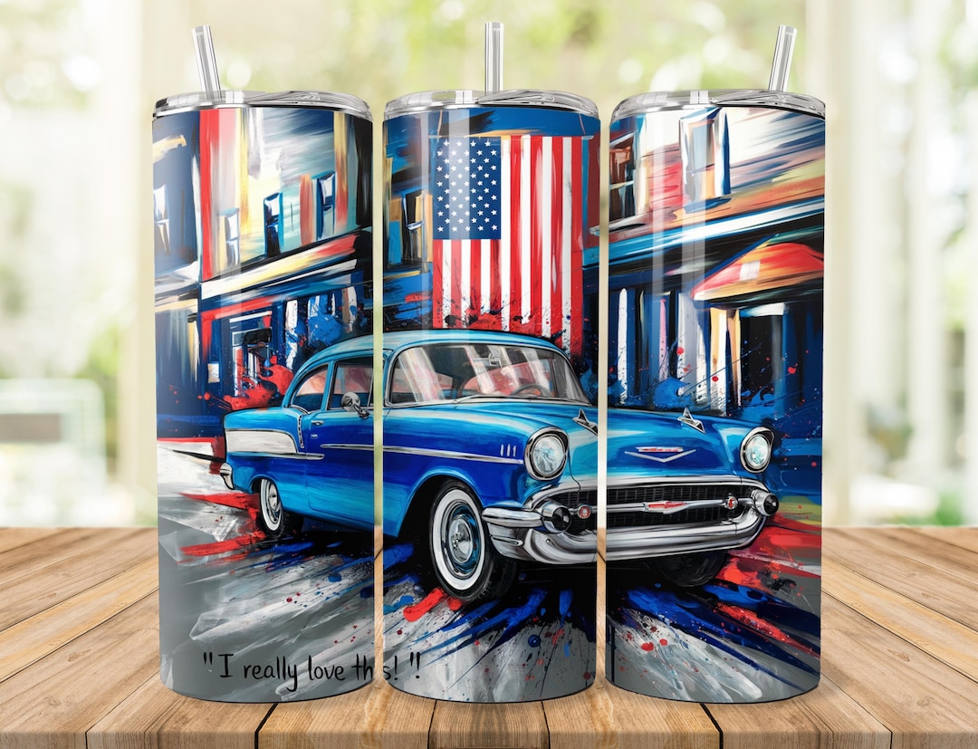 Vintage Chevy Bel Air Sublimation Designs for for 20 Oz Skinny/straight ...