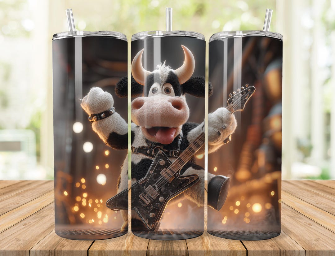 Rockstar Cow Tumbler Sublimation Design: 2 PNG Files (digital Download ...