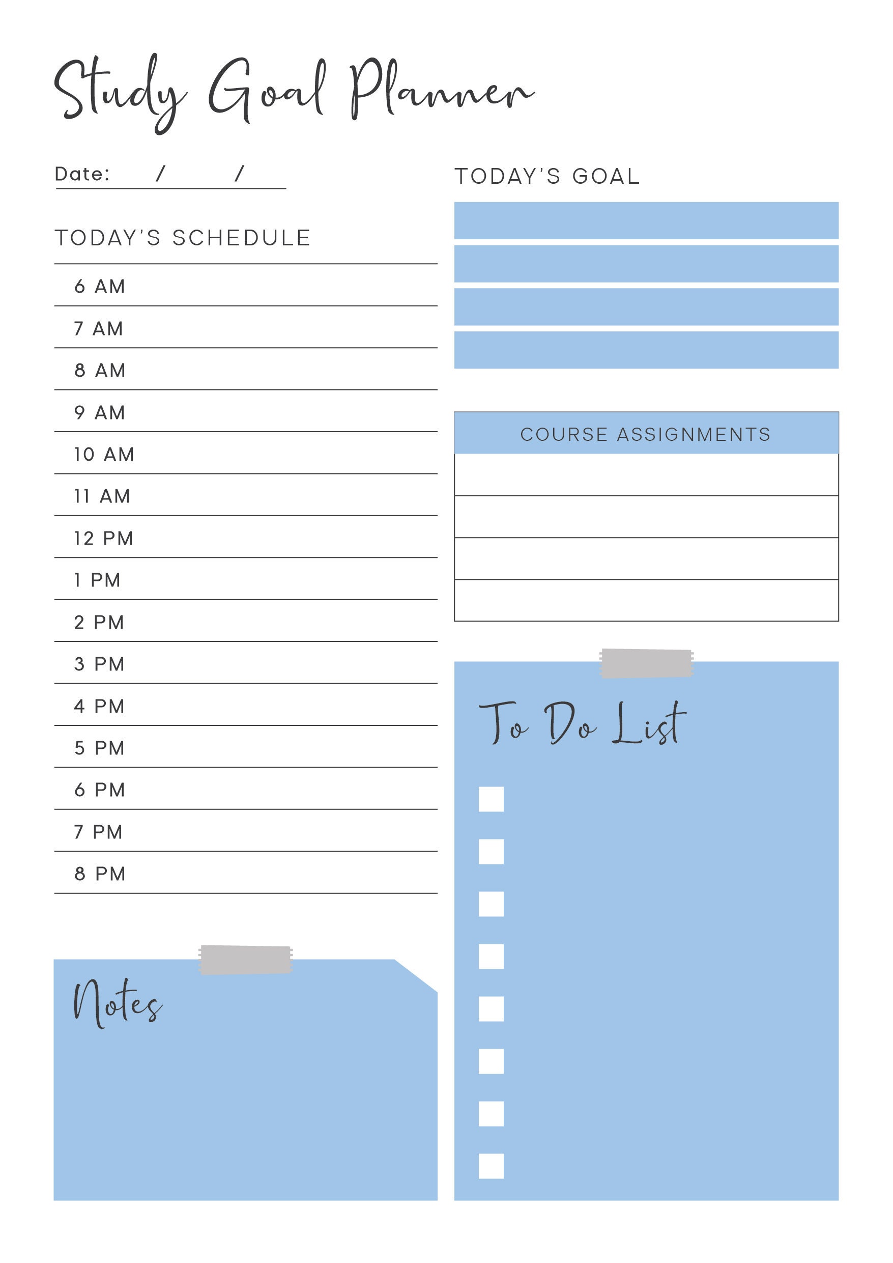 Study Planner Template - Etsy