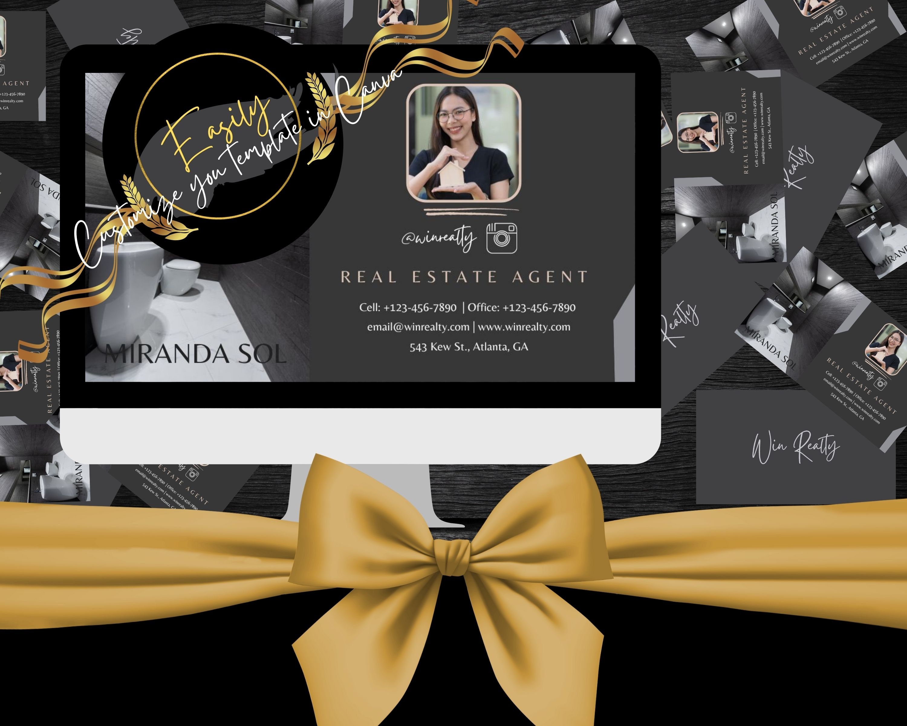 Real Estate Business Card Canva Template Canva Business Card Template - Etsy