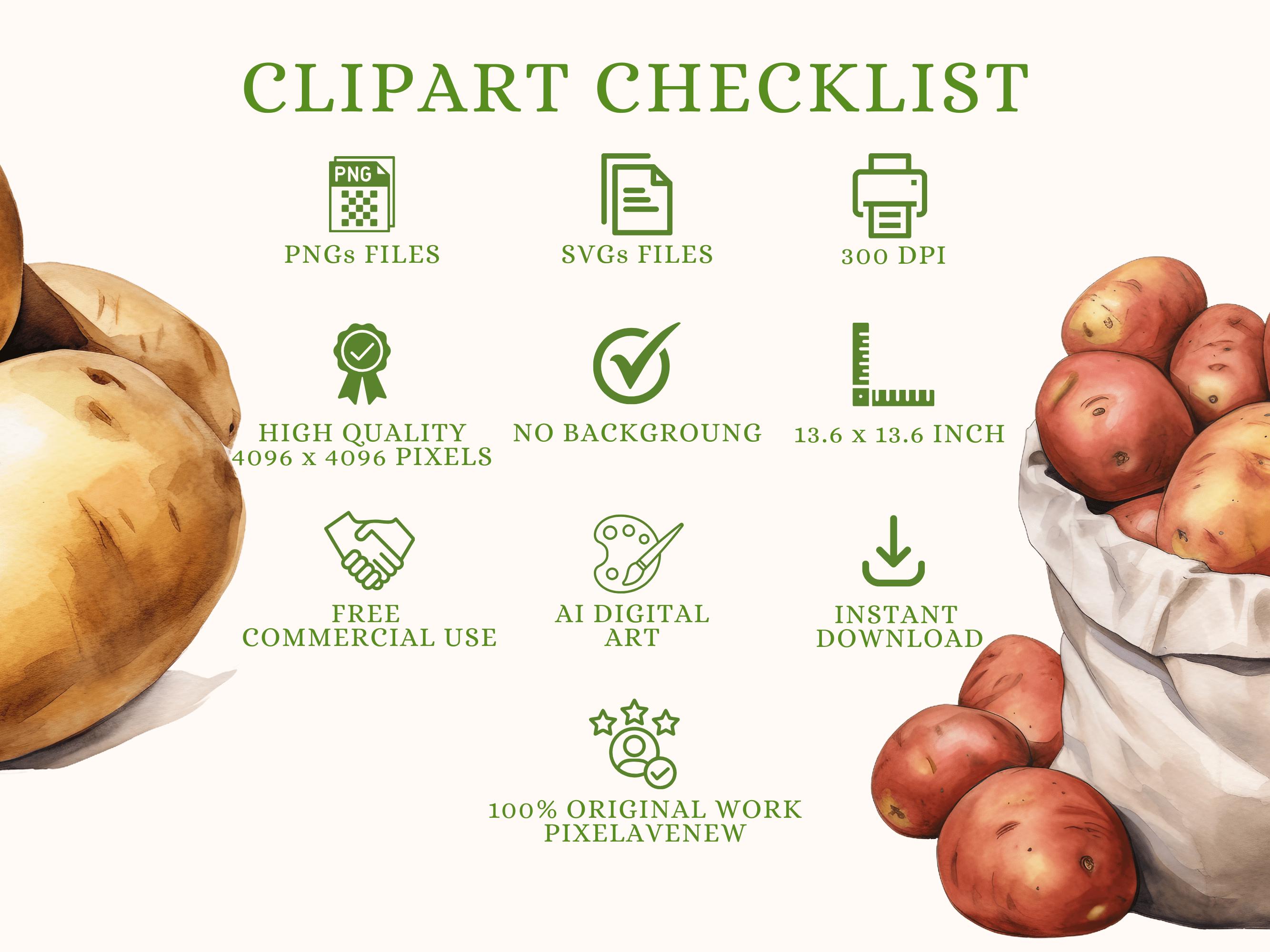 Potato Clipart, Farm Vegetable Watercolor French Fries Clip Art, Food ...