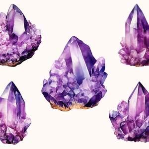 Amethyst Clipart Watercolor Gemstone February Birthstone, Healing Gem ...