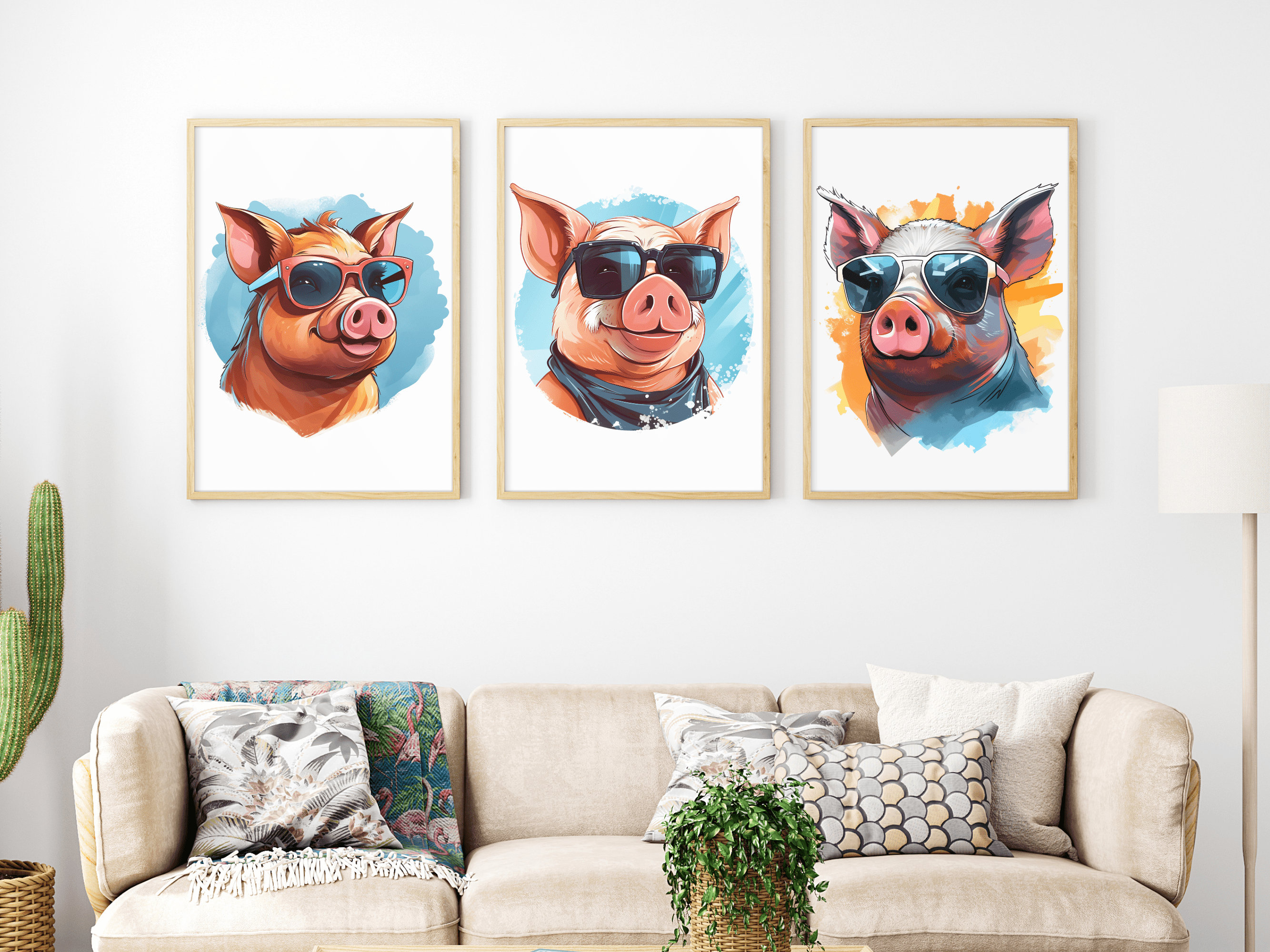 Cool Pig Wearing Sunglasses Clipart, Watercolor Animal Farm Clip Art ...
