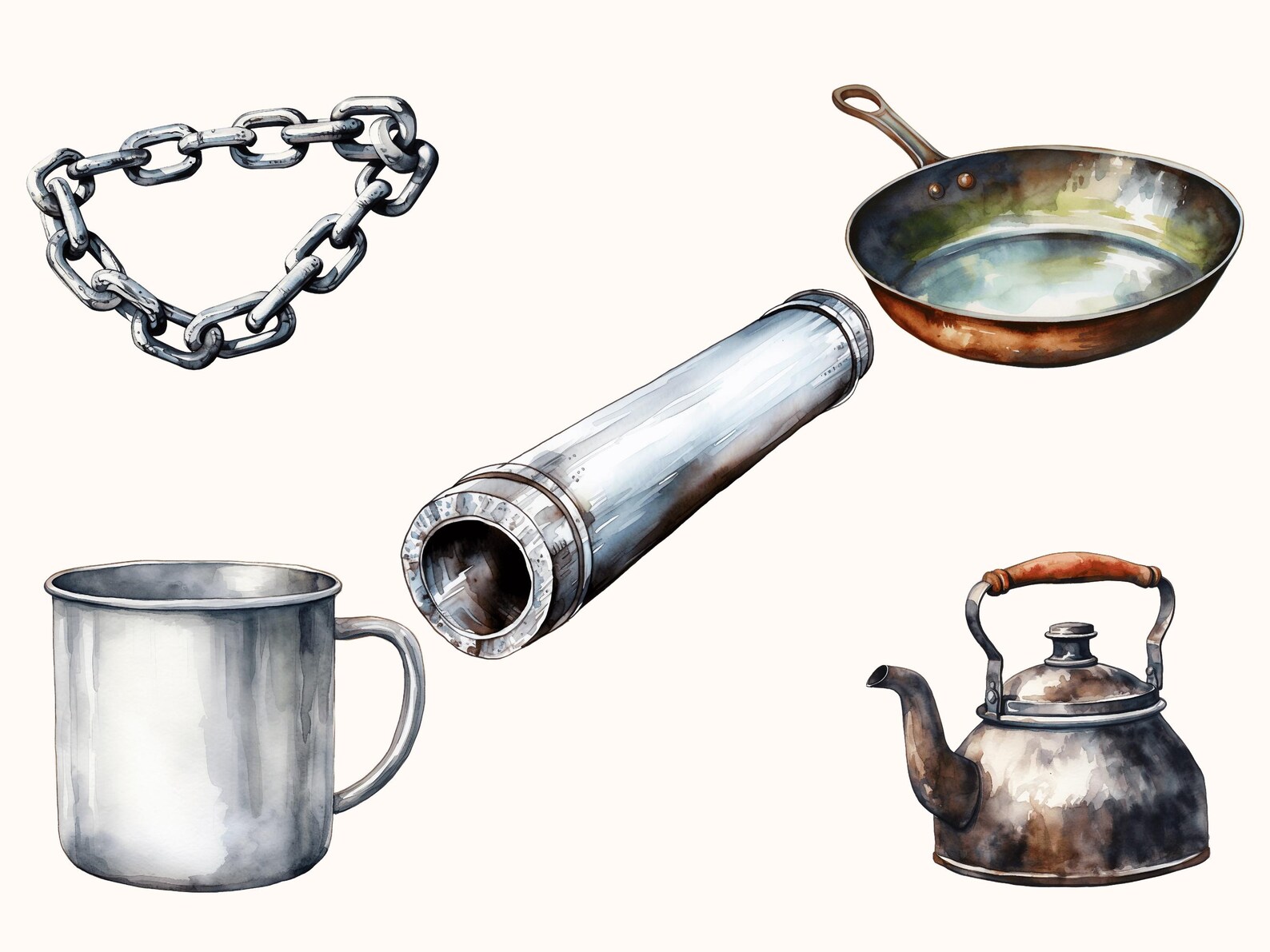 Iron Clipart Watercolor Coin, Rust Iron Bar Art, Iron Ore Sticker Mug ...