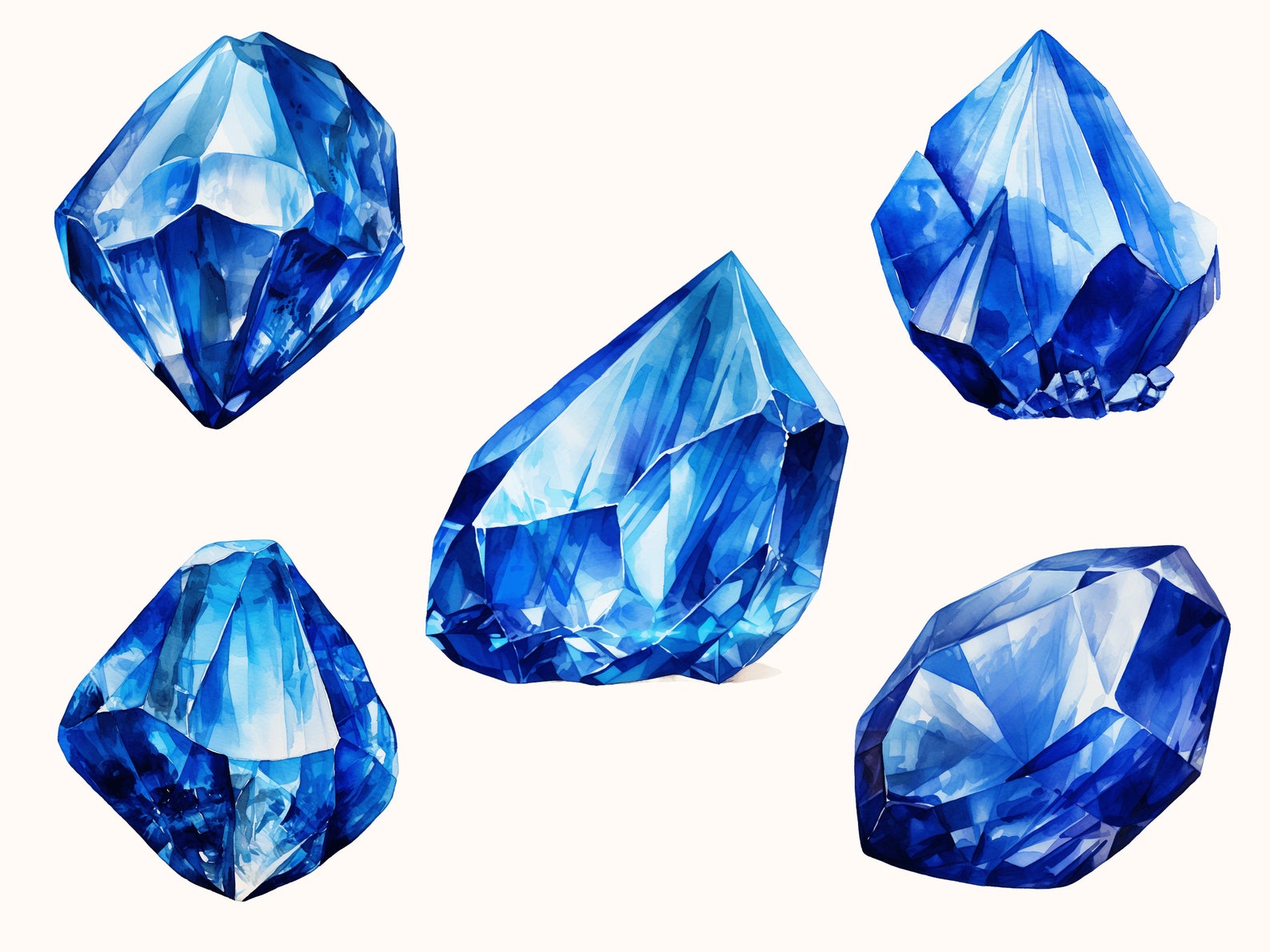 Sapphire Clipart Watercolor Gemstone September Birthstone, Wedding Ring ...