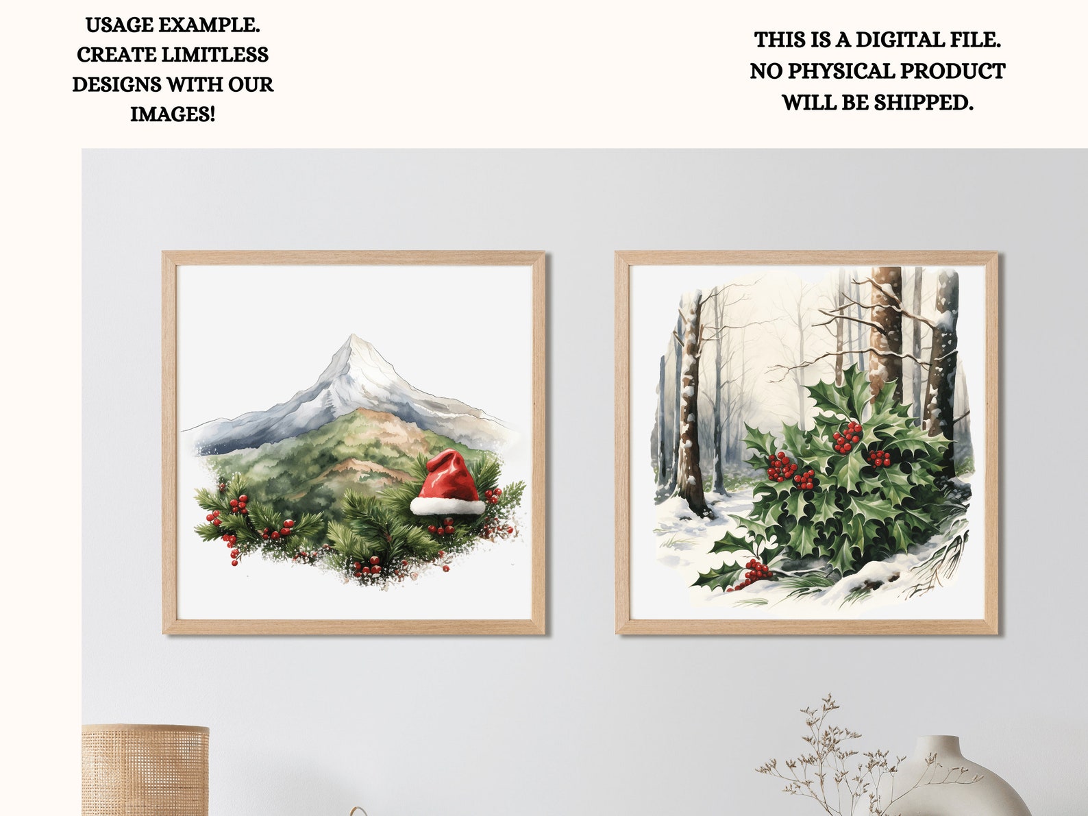 Christmas Holly Berries, Cute Winter Flower Watercolor Clip Art, Floral ...