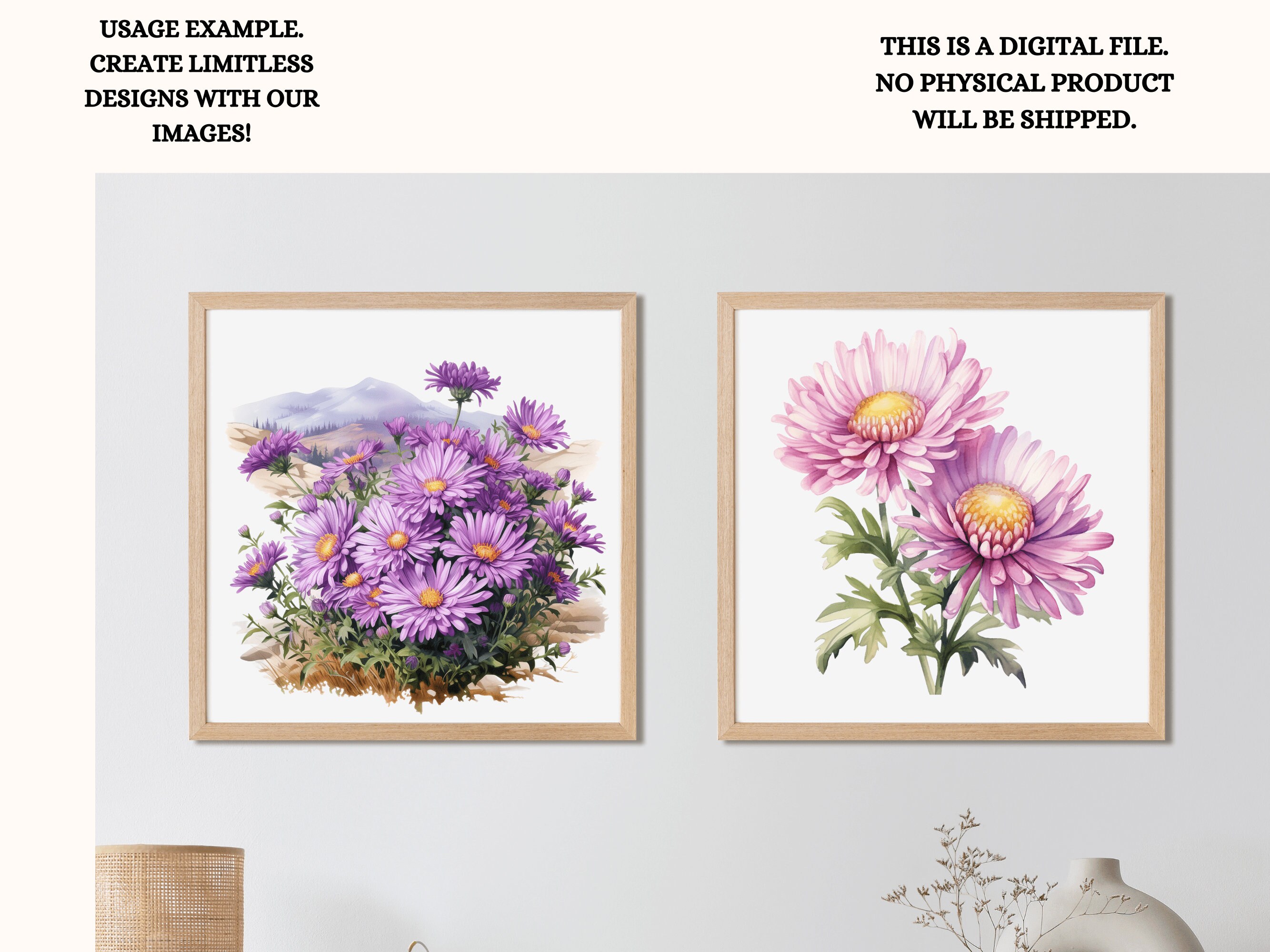 Aster Clipart, Cute Wedding Spring Daisy Flower Watercolor Clip Art ...
