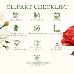 Flower Clipart Bundle, Cute Spring Flower Watercolor Clip Art, Floral ...