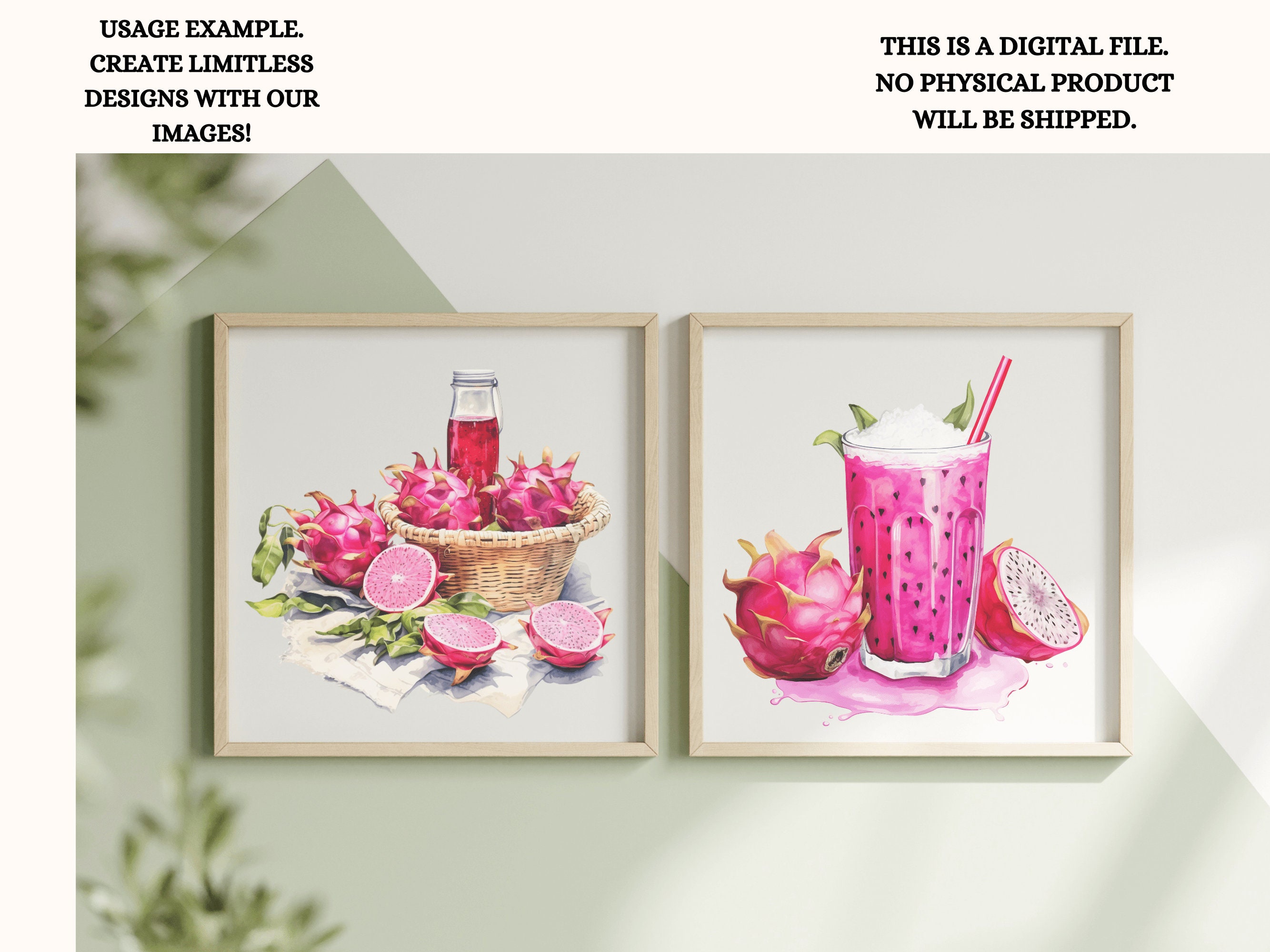 Dragon Fruit Clipart, Fruit Watercolor Yellow Pitaya Clip Art, Exotic ...