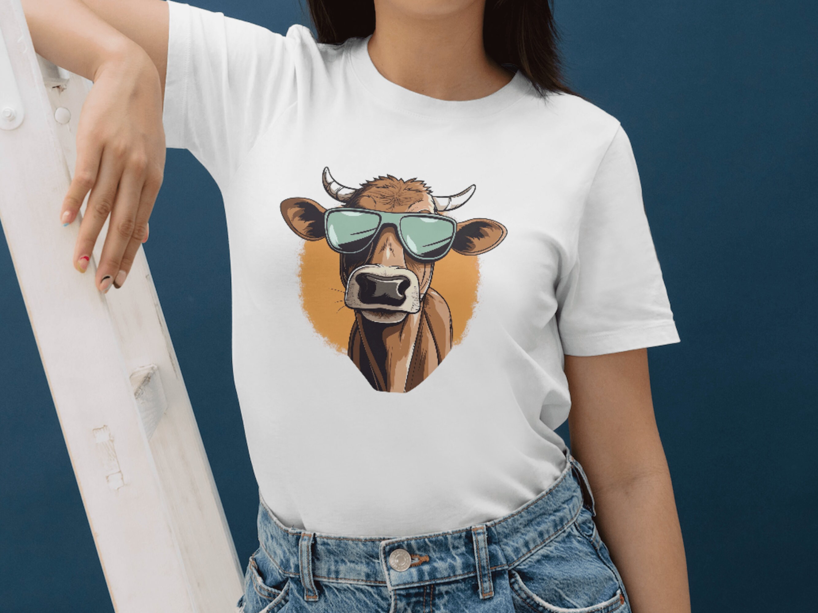 Cool Cow Wearing Sunglasses Clipart, Watercolor Animal Farm Clip Art ...