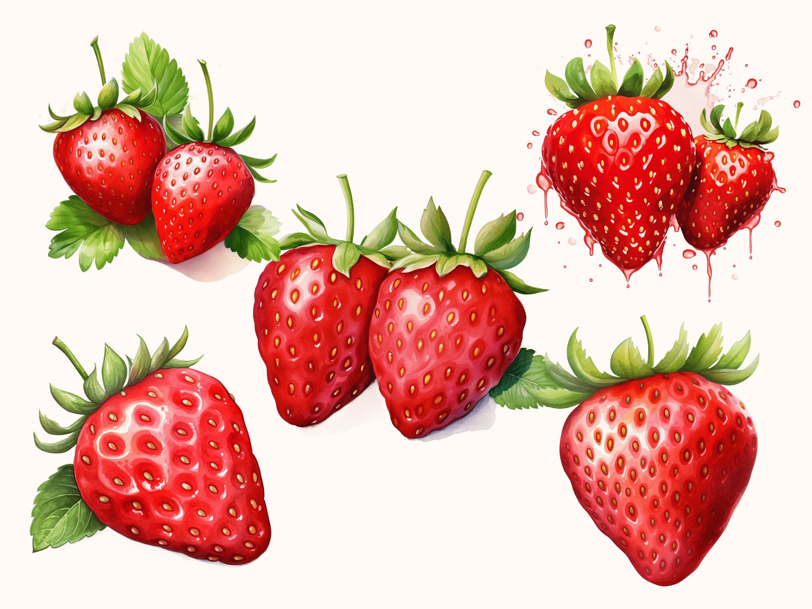 Strawberry Clipart, Fruit Watercolor Strawberry Basket Clip Art, Food ...