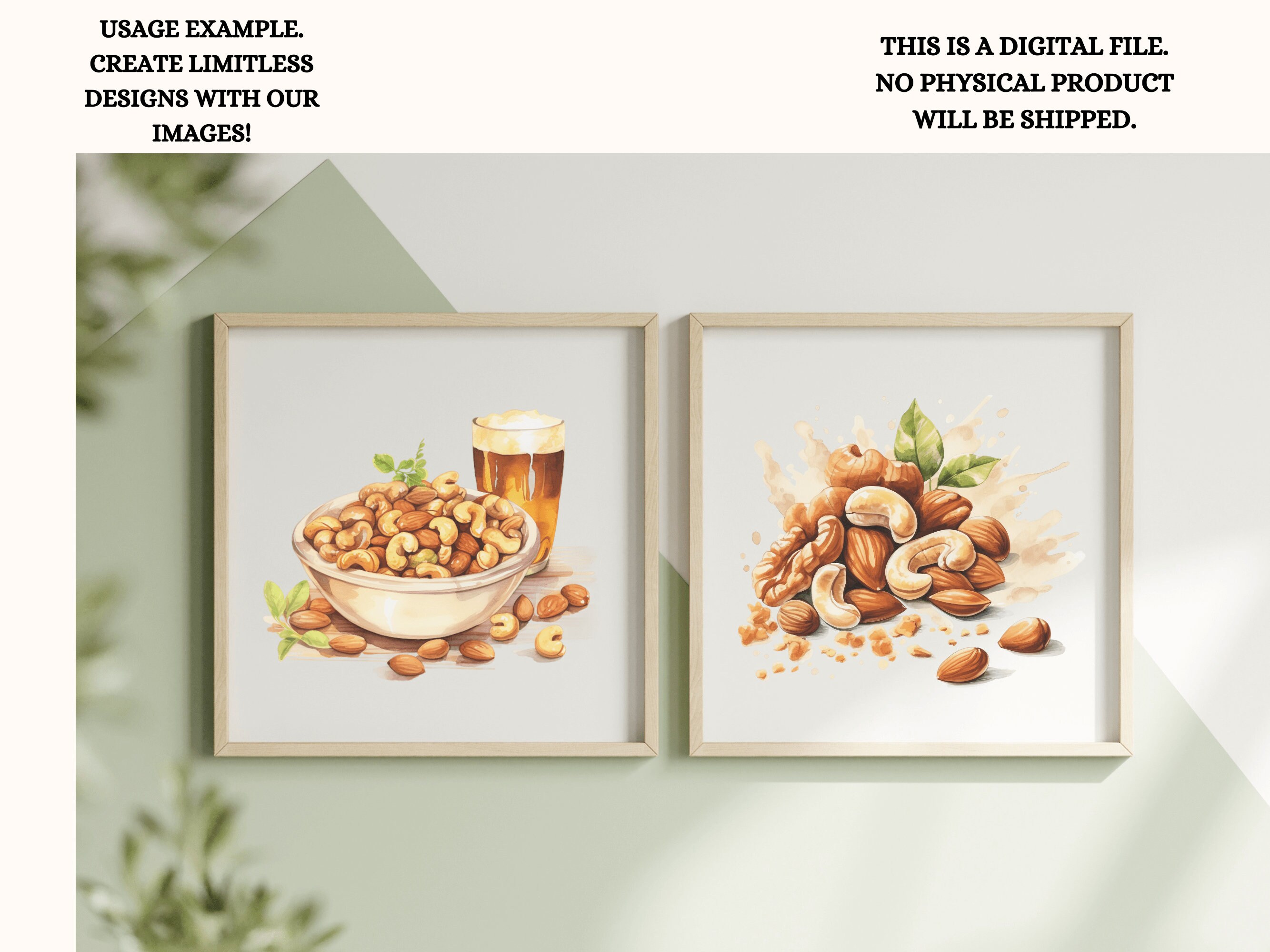 Nut Clipart, Fruit Watercolor Peanut, Walnut, Almond Clip Art, Seed ...