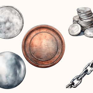 Iron Clipart Watercolor Coin, Rust Iron Bar Art, Iron Ore Sticker Mug ...