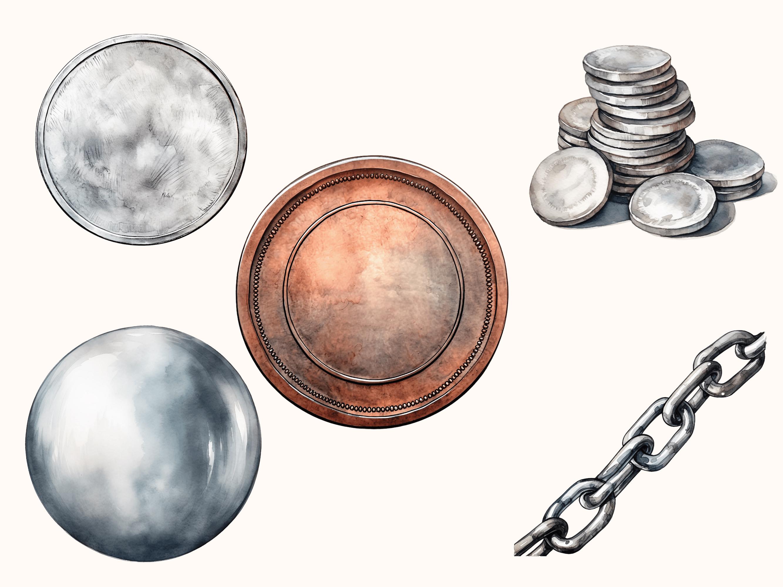 Iron Clipart Watercolor Coin, Rust Iron Bar Art, Iron Ore Sticker Mug ...