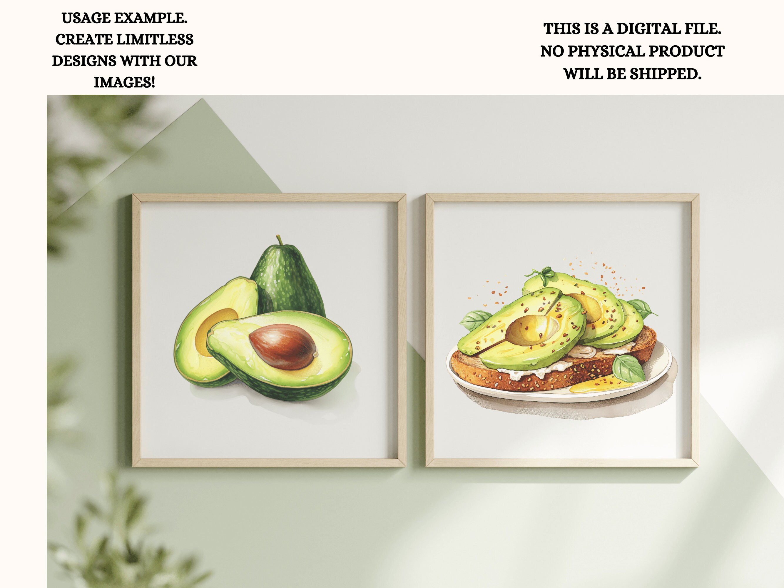 Avocado Clipart, Fruit Watercolor Avocado Basket Clip Art, Exotic Food ...